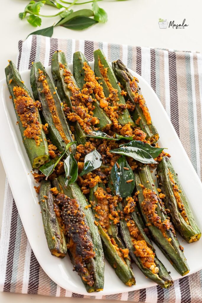 Stuffed Okra Recipe - Stuffed Bhindi Fry | Bharwa Bhindi - Masalakorb