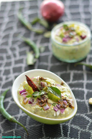 Snake Gourd Curd Chutney or Potlakai Perugu Pachadi - Masalakorb