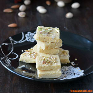Kalakand Milk Burfi Recipe / Milk Cake Burfi - Masalakorb