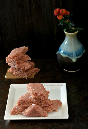 Strawberry Coconut Burfi | Strawberry Fudge - Masalakorb