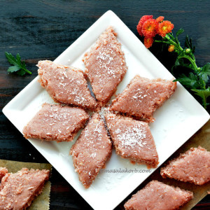 Strawberry Coconut Burfi | Strawberry Fudge - Masalakorb